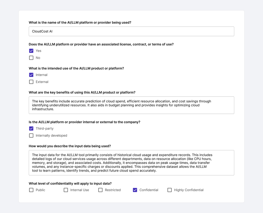 AI Legal Reviews • Template Intake Form for In-House Legal Teams